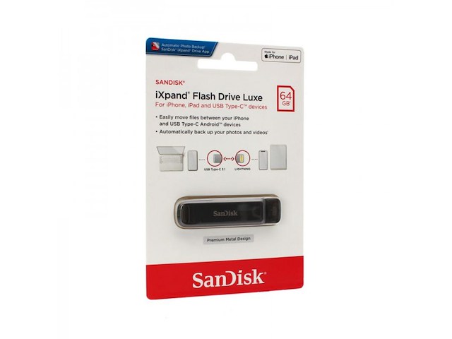 SanDisk USB flash memorija 64GB iXpand Drive Luxe za iPhone/iPad