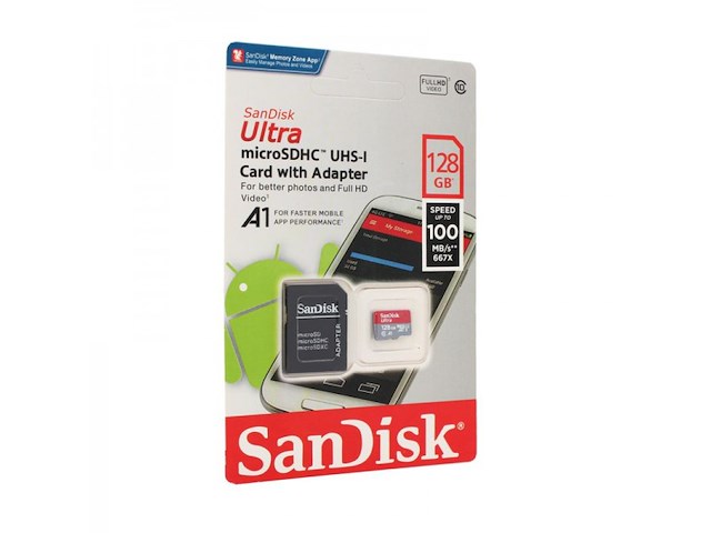 Mem. Kartica SanDisk SDXC 128GB Ultra Micro 100MB/s Class 10 sa adapterom CN