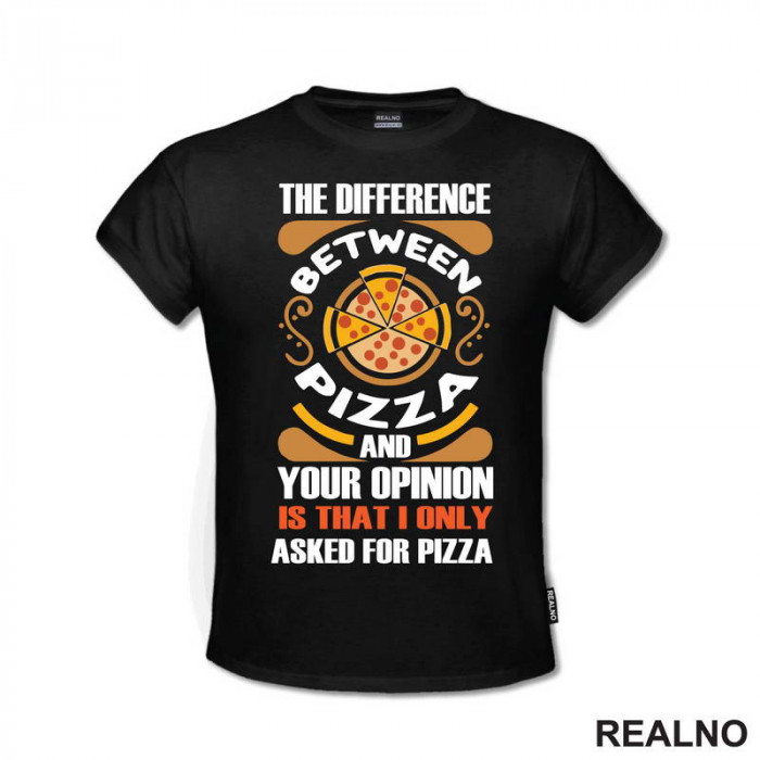 THE DIFFERENCE AND YOUR OPINION IS THAT I ONLY ASKED FOR PIZZA - HRANA - FOOD - MAJICA