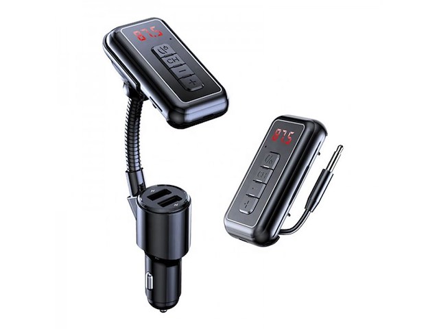 FM transmiter Y4 USB TF Bluetooth 5.0, call ID, modlularni,  handsfree crni