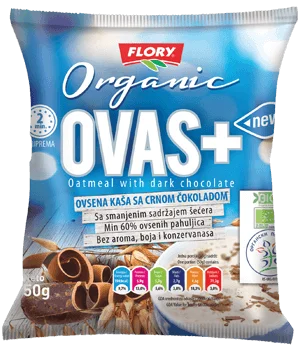 Organska Ovsena Kaša sa Crnom Čokoladom Flory 50g