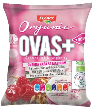 Organska Ovsena Kaša sa Malinom Flory 50g