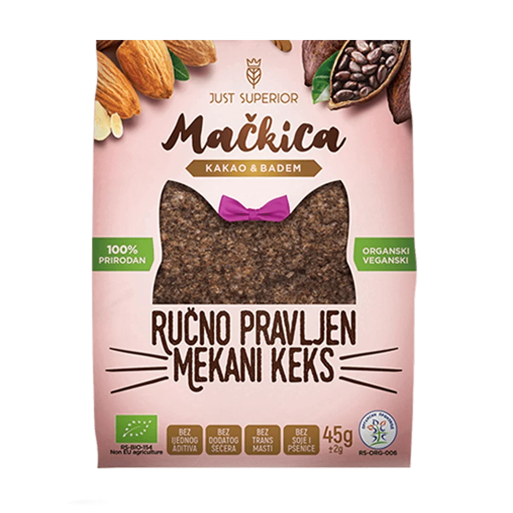 Organski Keks Mackica Kakao Badem 45g