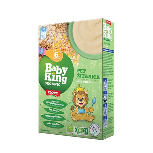 Instant kaša od 5 žitarica 200g Baby king (organska)