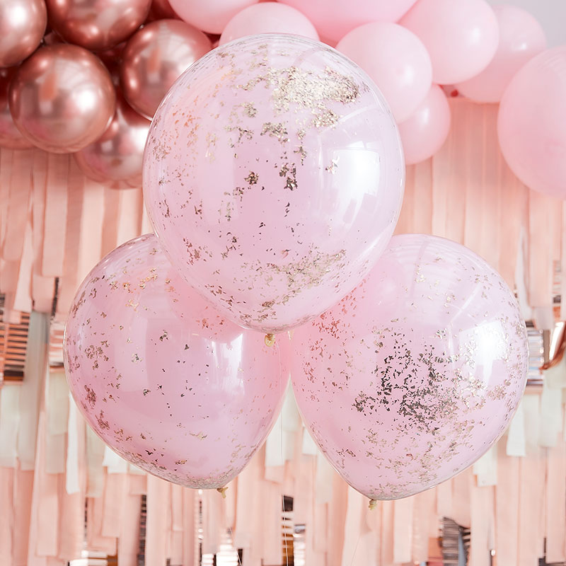 Roze balon u balonu sa rose gold konfeticama – 46cm