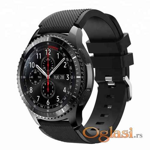 Crna silikonska narukvica 22mm Samsung galaxy watch 46mm,Huawei watch