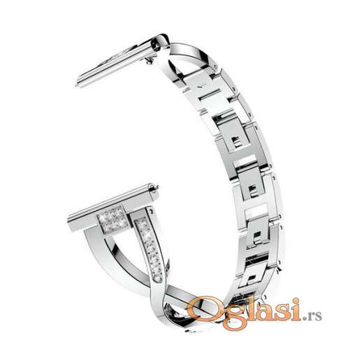 Metalna silver narukvica sa cirkonima 20mm Samsung,Huawei watch