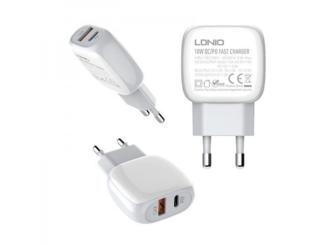 Kucni punjac LDNIO A2313C PD Quick Charge 3.0 sa Type C na iPhone lightning kablom