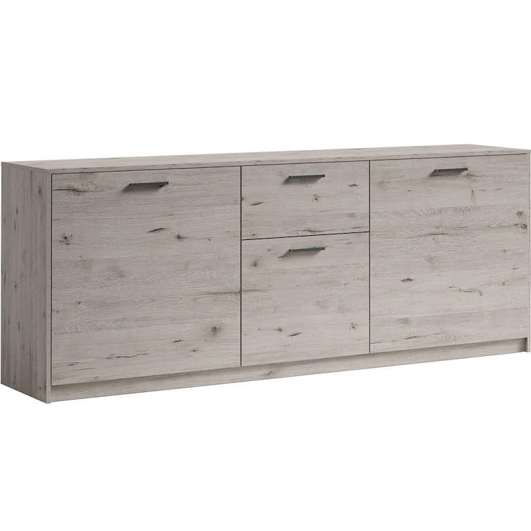 Lille komoda 3 vrata+1 fioka 219x45x85 cm sivi hrast