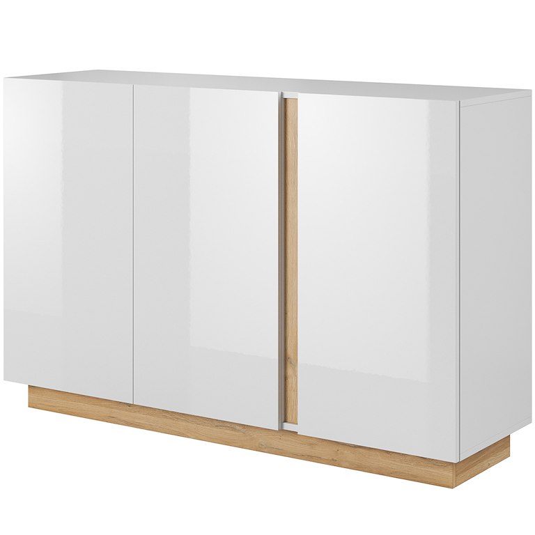 Arco komoda 3 vrata 138,2x40x90,5 bela visoki sjaj/natur