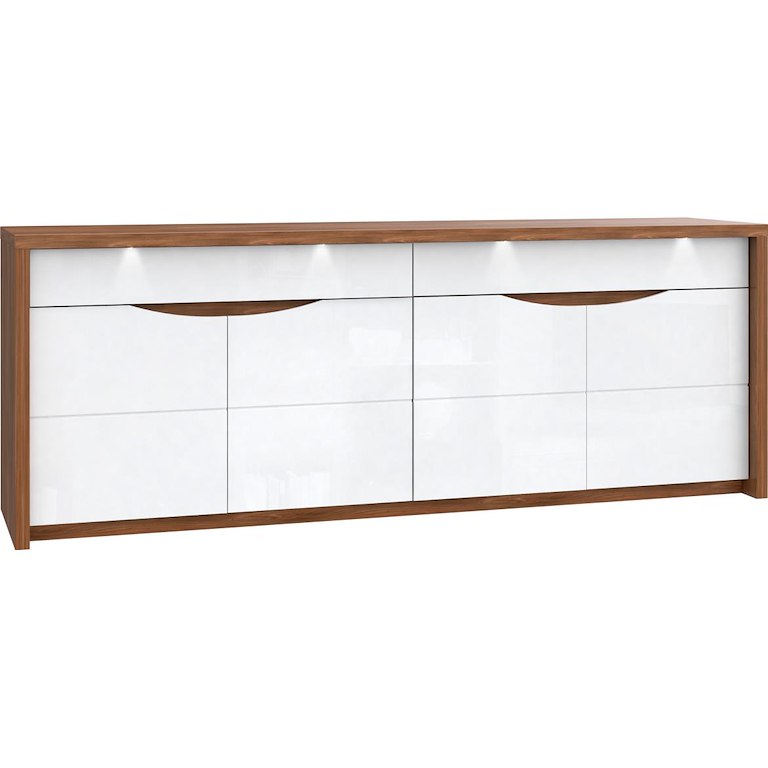 Saint Tropez komoda 2 fioke + 4 vrata 227,1x52,7x84,4 cm hrast / bela sjaj