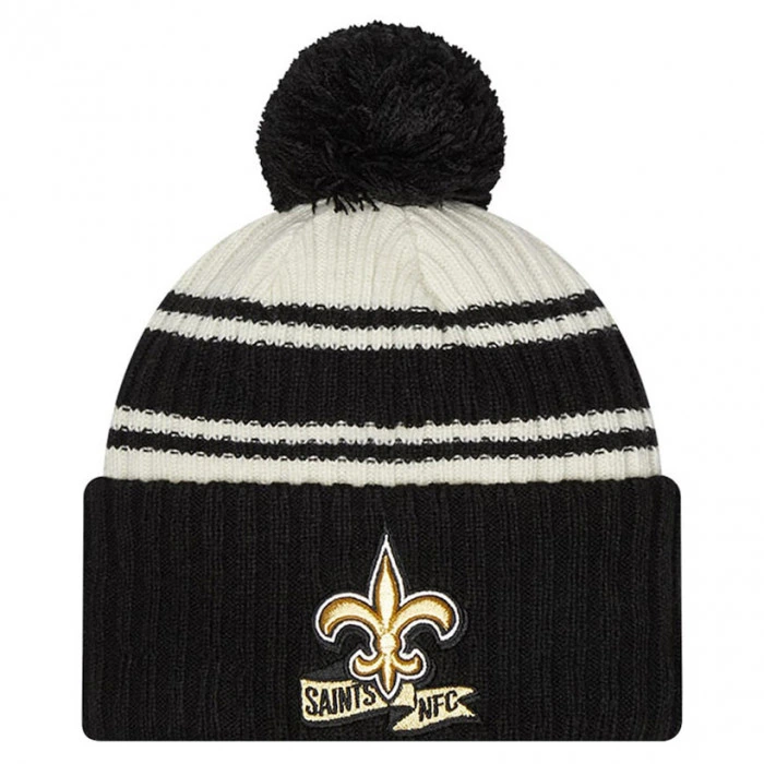 New Orleans Saints New Era 2022 Official Sideline Sport Cuffed Pom zimska kapa