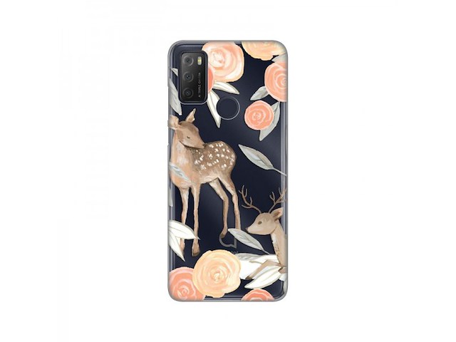 Maskica Silikonska Print Skin za Alcatel 1S 2021/3L 2021/A1 Alpha 21 Flower Deer