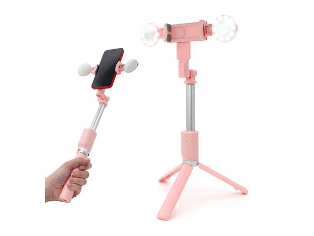 Mini tripod sa LED rasvetom R8 pink