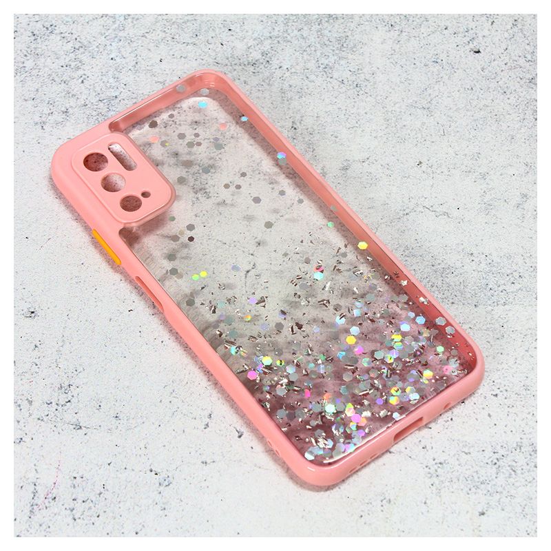 Maskica Frame Glitter za Xiaomi Redmi Note 10 5G roze