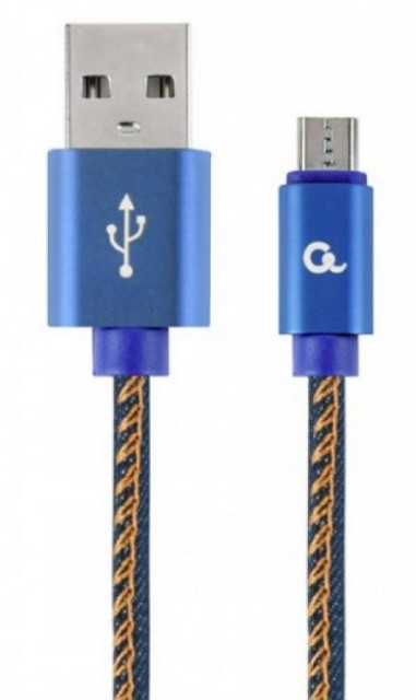 Gembird premium jeans (denim) Micro-USB cable with metal connectors, 2 m, blue CC-USB2J-AMmBM-2M-BL