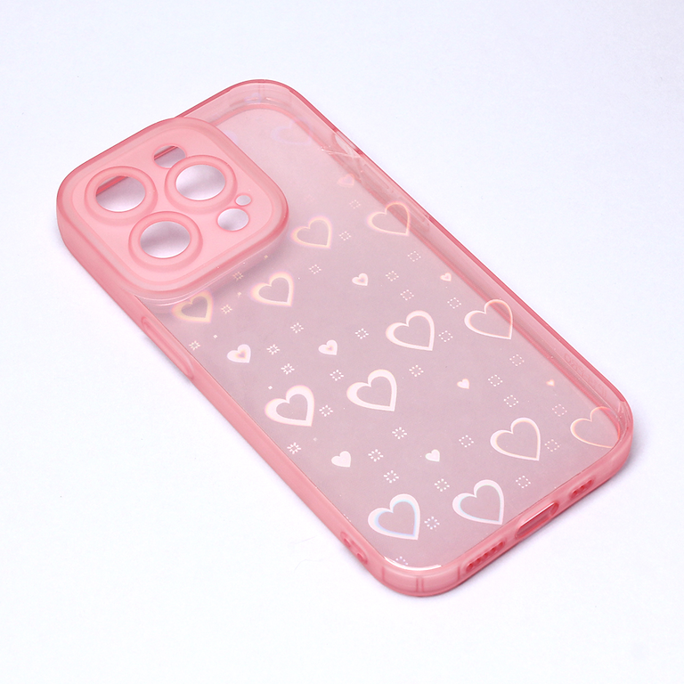 Maska(futrola) Heart Color IMD za iPhone 14 Plus 6.7 roze
