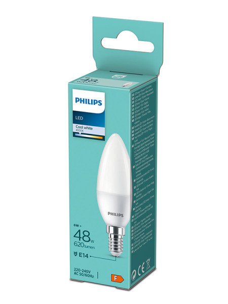 Philips LED sijalica 6W (48W) B35 E14 CW 4000K FR ND 1PF/12-DISC ( PS777 )