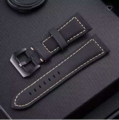 Prirodni kozni crni kais 22mm Samsung watch 46mm