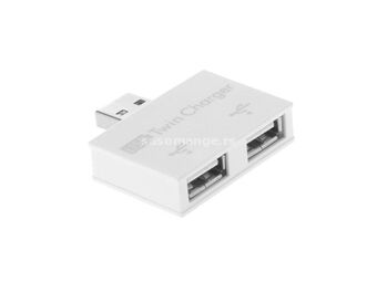 USB 2.0 Male to Twin Charger Dual 2 Port USB Splitter