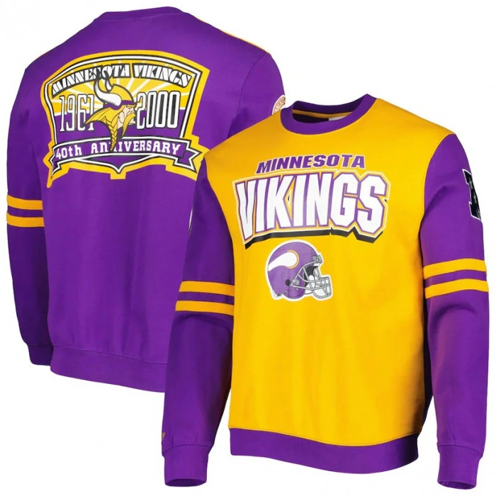 Minnesota Vikings Mitchell and Ness All Over Crew 2.0 duks