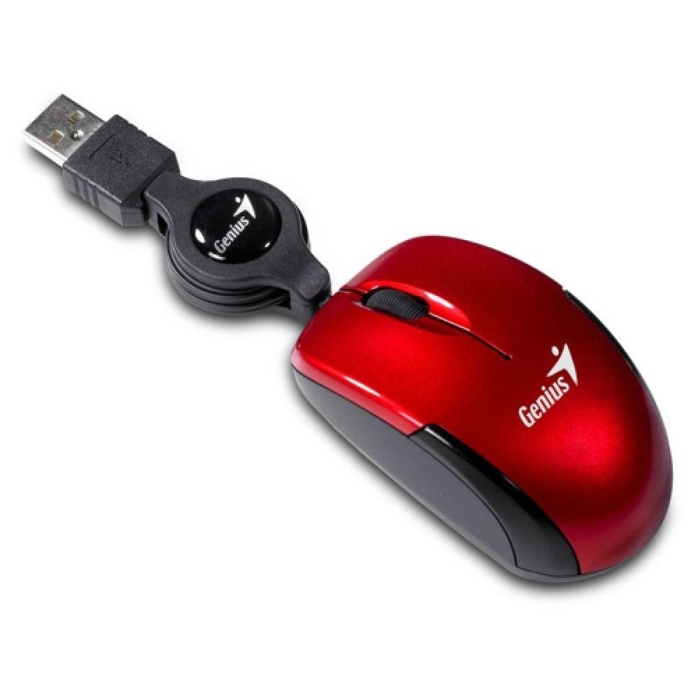 GENIUS Miš Micro Traveler, Sjajno crveni, USB, 1200DPI