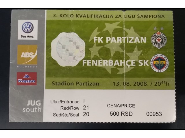 FUDBAL: PARTIZAN - FENERBAHCE 13.08.2008