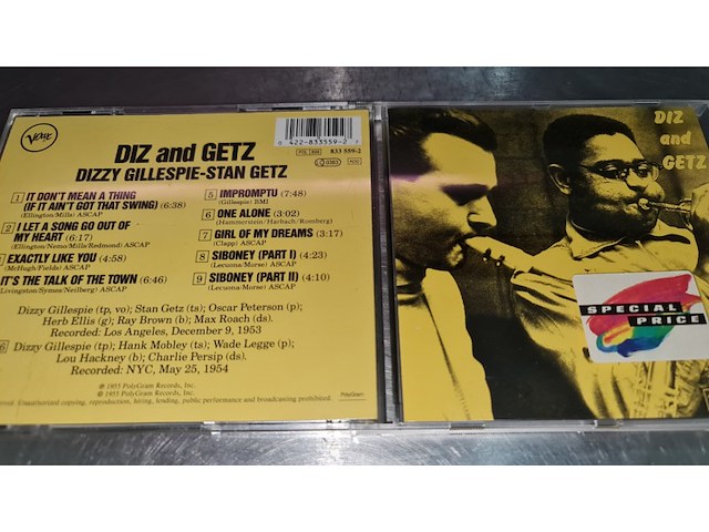 Dizzy Gillespie and Stan Getz - Diz and Getz , ORIG.