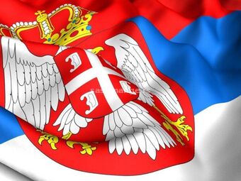 Serbia Flag 2.50 x 1.50 m - double-sided with flag pole