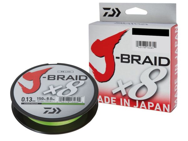 Upredena struna Daiwa J-braid x8 150m/0,18mm chartreuse