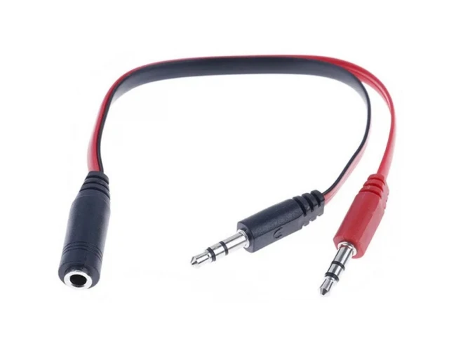 Fast Asia (OST05323) adapter 3.5mm stereo (Ženski) na 2x 3.5mm stereo (Muški) crno-crvena