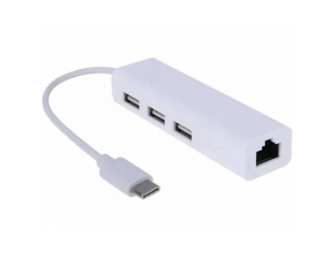 Fast Asia (OST05341) adapter USB 3.1 TIP C (Muški) na 3xUSB 2.0 tip A (Ženski) + RJ-45 (Ženski) beli