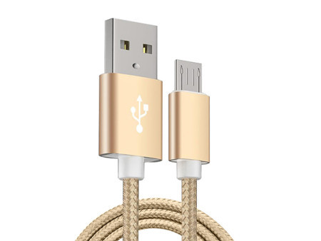 Xwave USB kabl /USB 2.0 (tip A -muški) -Micro USB (tip A -muški)/dužina 2m/2A/Aluminium /zlatni upleteni ( USB Micro 2m 2A Al /gold mesh )