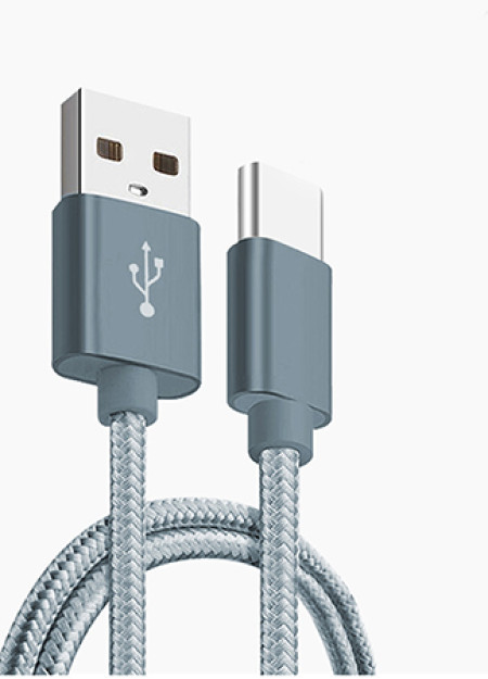 Xwave USB kabl TIP-C/USB 3.0(tip A-muški)-USB 3.1 (TIP C-muški)/dužina1,2m/3A/Aluminium/tamno sivi upleten ( USB TIP-C 1.2m 3A Al /grey me