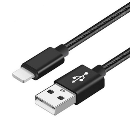 Xwave USB kabl/USB 2.0(tip A)- LIGHTNING(iPHONE kompatibilni)/dužina 2m/3A/Aluminium/black upleteni ( USB za iPhone 2m 3A Al /black mesh )