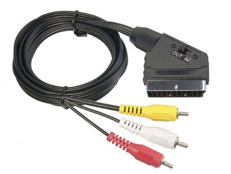 Kabl SCART to 3RCA, with IN-OUT swich, 1.5m ( SCART-->3RCA )