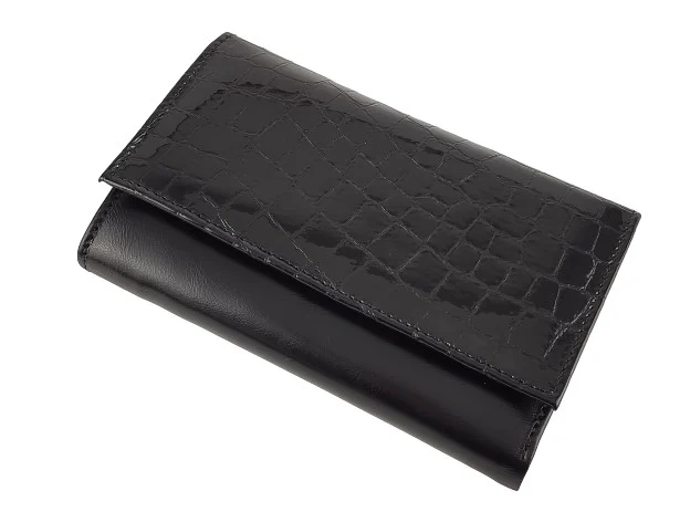 Ženski kožni novčanik Elegant crni kroko