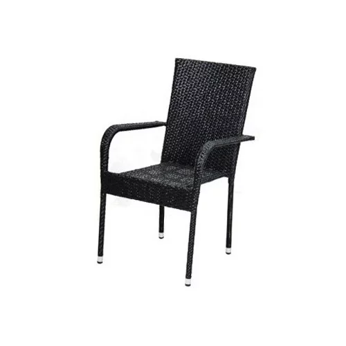 BAY crna baštenska stolica od ratana