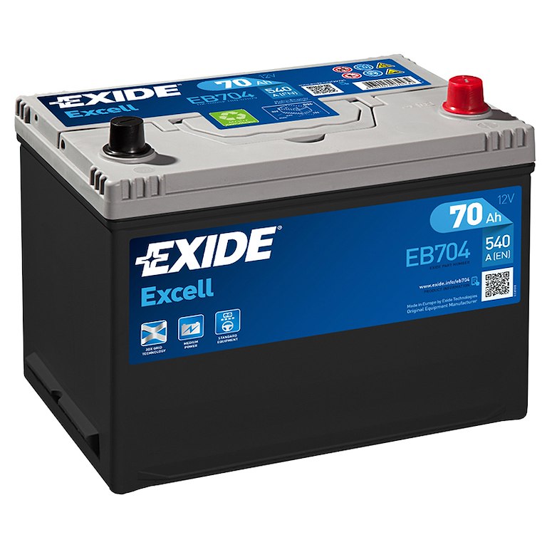Akumulator Excell EB704 12Ah 70Ah (Exide)
