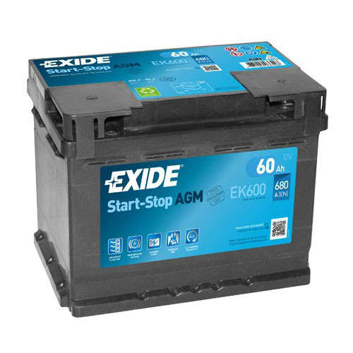 Akumulator Start&Stop AGM EK600 12V 60Ah (Exide)