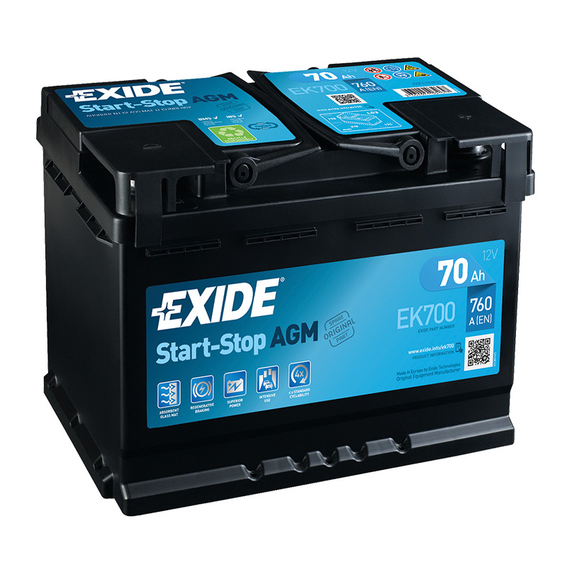 Akumulator Start&Stop AGM EK700 12V 70Ah (Exide)