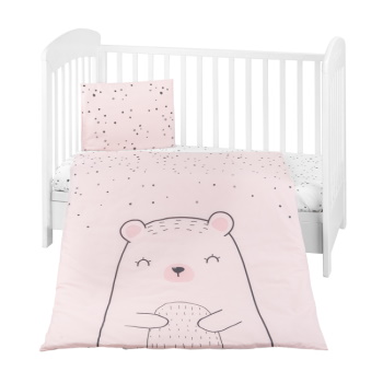 Kikka Boo posteljina za bebe navlaka 3/1 Bear with Me pink