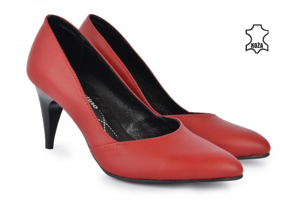 Kožne ženske cipele na štiklu 208CV crvene