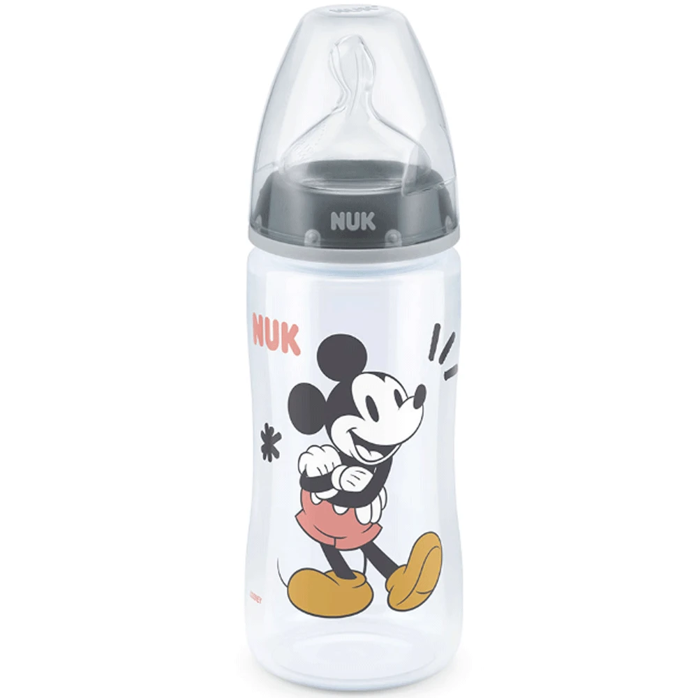 Nuk plastična flašica FC+ sa indikatorom temperatureMickey Mouse silikon 300ml, srednji protok (M), 6-18m