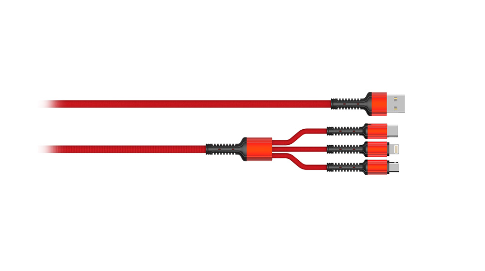 Connect 3 in 1 USB Data Cable Red