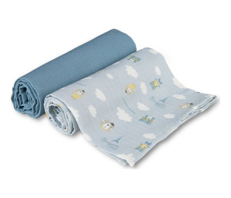 Canpol baby muslin pelena 70x70 cm bonjour paris blue - 2 kom ( 26/901_blu )