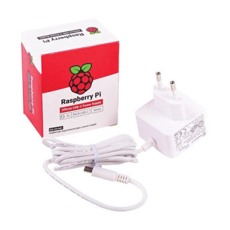 Raspberry Pi strujni adapter za USB Type-C 3000mA 5.1VDC 1.5m, beli