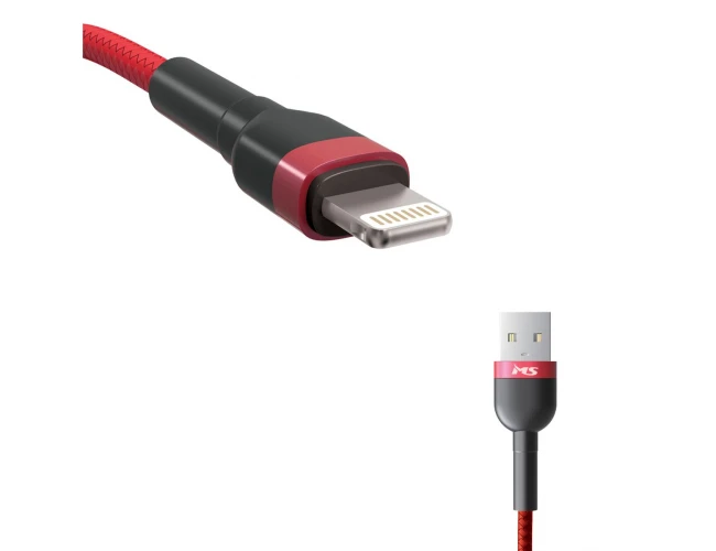 MS (1254159) kabl USB tip A 2.0 (muški) na Lightning (iPhone) 1m crveni