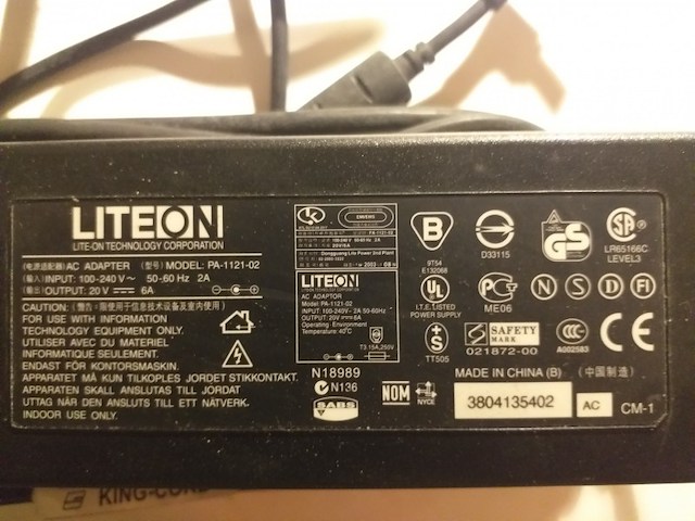 Punjac Adapter Liteon 20v 6A PA-1121-02