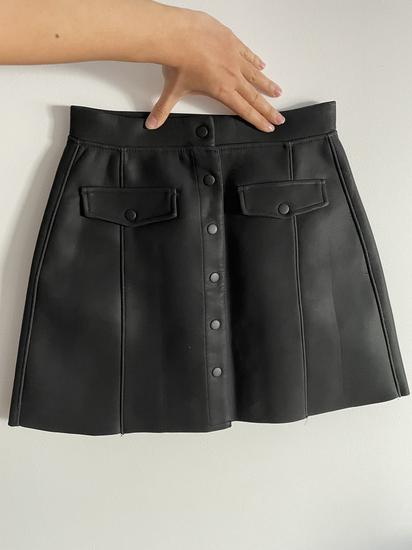 Suknja h&m imitacija kože mat crna